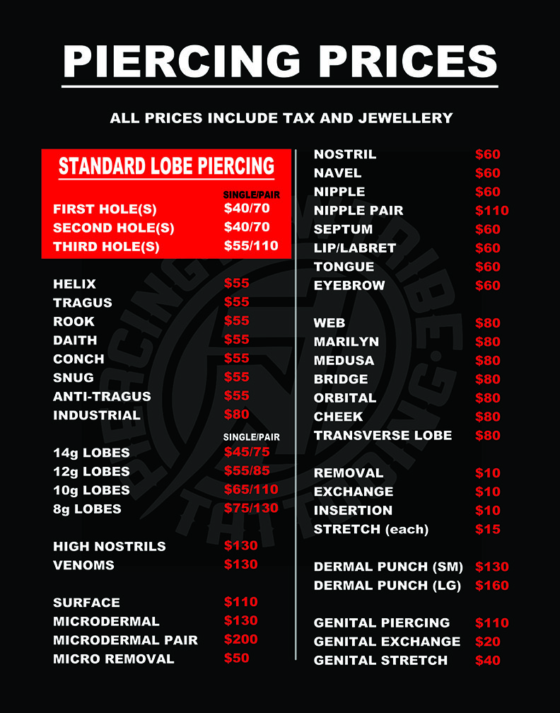Adrenaline Tattoo Piercing Prices Boysweddingoutfitideas