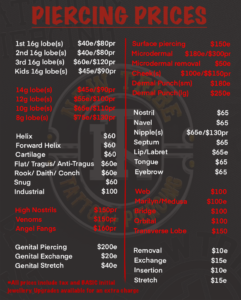 Piercing Prices
